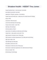 Shadow Health - HEENT Tina Jones (Latest 2022/2023)/Shadow Health ...