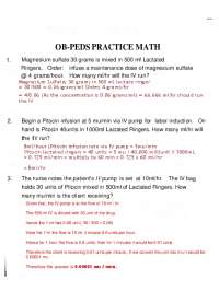 OB-PEDS PRACTICE MATH | Exams Nursing - Docsity
