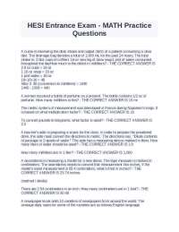 HESI Entrance Exam - MATH Practice Questions | Exams Nursing | Docsity