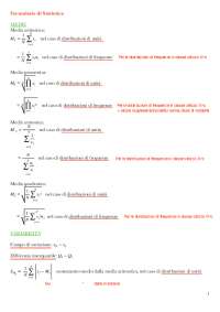 Formulario di statistica | Schemi e mappe concettuali di Statistica | Docsity