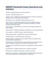 NREMT Paramedic Exam Questions and Answers | Exams Nursing | Docsity