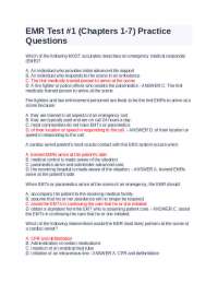 EMR Test #1 (Chapters 1-7) Practice Questions. | Exams Nursing | Docsity