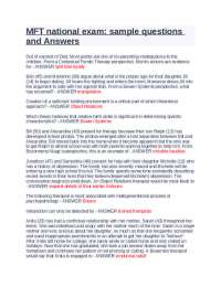 MFT national exam sample questions and Answers | Exams Nursing | Docsity