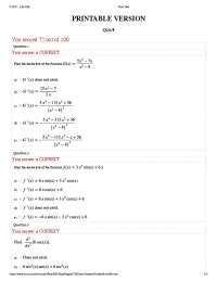 Calculus 1 Quiz 8 UH | Quizzes Calculus | Docsity