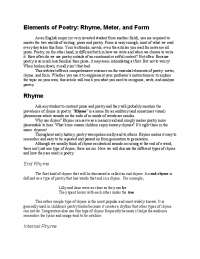 Elements of Poetry: Rhyme, Meter, and Form | Summaries Poetry | Docsity