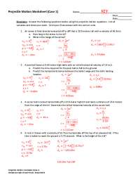 Projectile Motion Worksheet (Case 1) | Study notes Physics | Docsity