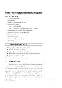 Unit1 : introduction to office management | Assignments Business ...
