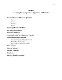 Chapter 4 Developing Research Questions: Hypotheses and ... | Summaries ...