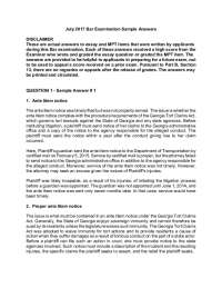 July 2017 Bar Examination Sample Answers | Assignments Law | Docsity