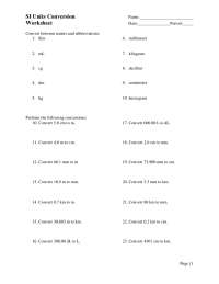 SI Units Conversion Worksheet | Assignments Physics | Docsity