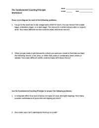 The Fundamental Counting Principle Worksheet | Schemes and Mind Maps ...
