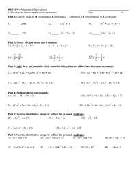 Polynomials Worksheet #1 | Study Guides, Projects, Research Algebra ...