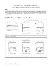 Saturated and Unsaturated Solutions | Study notes Chemistry | Docsity