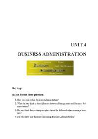 UNIT 4 BUSINESS ADMINISTRATION | Exams Business Administration | Docsity