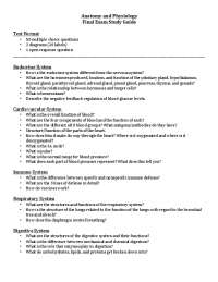 Anatomy and Physiology Final Exam Study Guide Test Format | Assignments ...