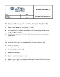 INTERNAL ASSIGNMENT | Assignments Software Project Management | Docsity
