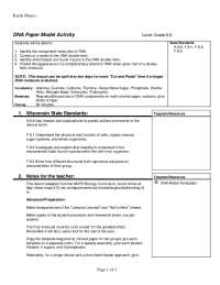 DNA Paper Model Activity | Assignments Biology - Docsity