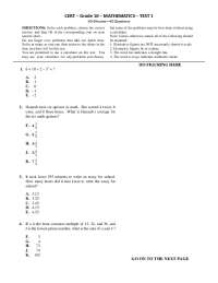 CERT – Grade 10 – MATHEMATICS – TEST 1 | Summaries Mathematics | Docsity