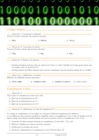 Codage binaire Complement à deux | Notes Informatique | Docsity