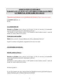 Assignation en divorce par-devant le juge aux affaires ... | Schémas Procédure civile | Docsity