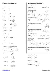Formulario derivate | Appunti di Matematica | Docsity