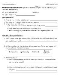 Photosynthesis Gizmo answer sheet.pdf | Lecture notes Biology | Docsity