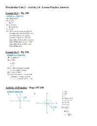 Precalculus Unit 3 – Activity 14 | Lecture notes Pre-Calculus | Docsity