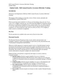 DoD Annual Security Awareness Refresher Training | Exams Voice | Docsity