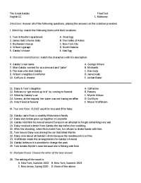 The Great Gatsby Final Test English 11 C. Mahoney Directions | Exams ...