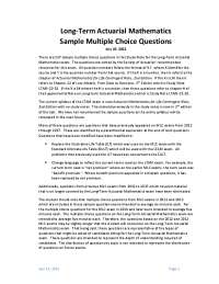 Long-Term Actuarial Mathematics Sample Multiple Choice ... | Exams ...