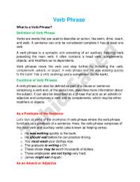 Verb Phrase: Definition and examples | Assignments English Language ...