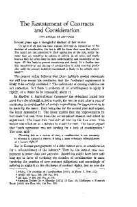 The Restatement of Contracts and Consideration | Summaries Contract Law ...