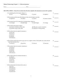 Medical Terminology Chapter 11 - 12 Review Questions | Exams Nephrology ...