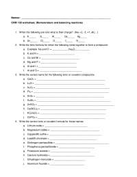 CHM 130 worksheet, (Nomenclature and balancing reactio | Slides ...