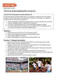 B2 First for Schools Speaking Part 2 (Long turn) | Slides Voice | Docsity