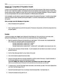 Virtual Lab: Competition & Population Growth | Lecture notes Biology ...