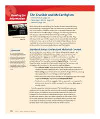 The Crucible and McCarthyism | Exams Rhetoric | Docsity