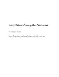 Body Ritual Among the Nacirema | Study notes Anthropology and Sociology ...