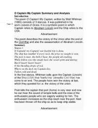 O Captain My Captain Summary and Analysis | Schemes and Mind Maps ...