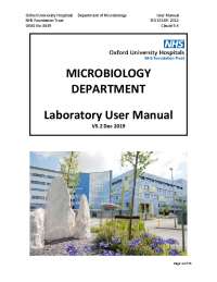 MICROBIOLOGY DEPARTMENT Laboratory User Manual | Schemes and Mind Maps Microbiology - Docsity