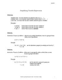 Math0301-simplifying-variable-expressions.pdf | Summaries Calculus | Docsity