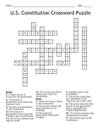 U.S. Constitution Crossword Puzzle | Study notes Law - Docsity