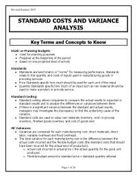 Standard costs and variance analysis | Lecture notes Cost Accounting ...