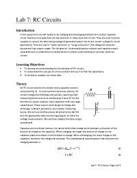 Lab 7: RC Circuits | Schemes and Mind Maps Basic Electronics | Docsity