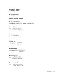 FORMULA SHEET Microeconomics | Study notes Microeconomics - Docsity