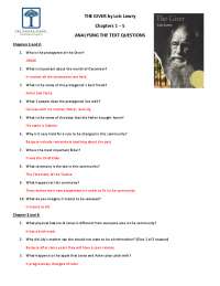 THE GIVER by Lois Lowry Chapters 1 – 5 ANALYSING THE ... | Slides ...