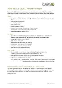 Rolfe et al.'s (2001) reflective model | Lecture notes Nursing | Docsity