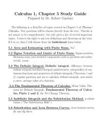 Calculus 1, Chapter 5 Study Guide | Study notes Calculus | Docsity