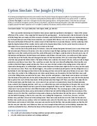 Upton Sinclair: The Jungle (1906) | Lecture notes Statistics - Docsity