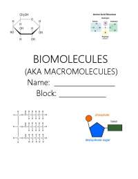 BIOMOLECULES | Lecture notes Molecular biology | Docsity